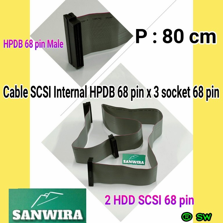Jual Cable SCSI Internal HPDB 68 pin x 3 socket (2 HDD SCSI 68) ~ P ...