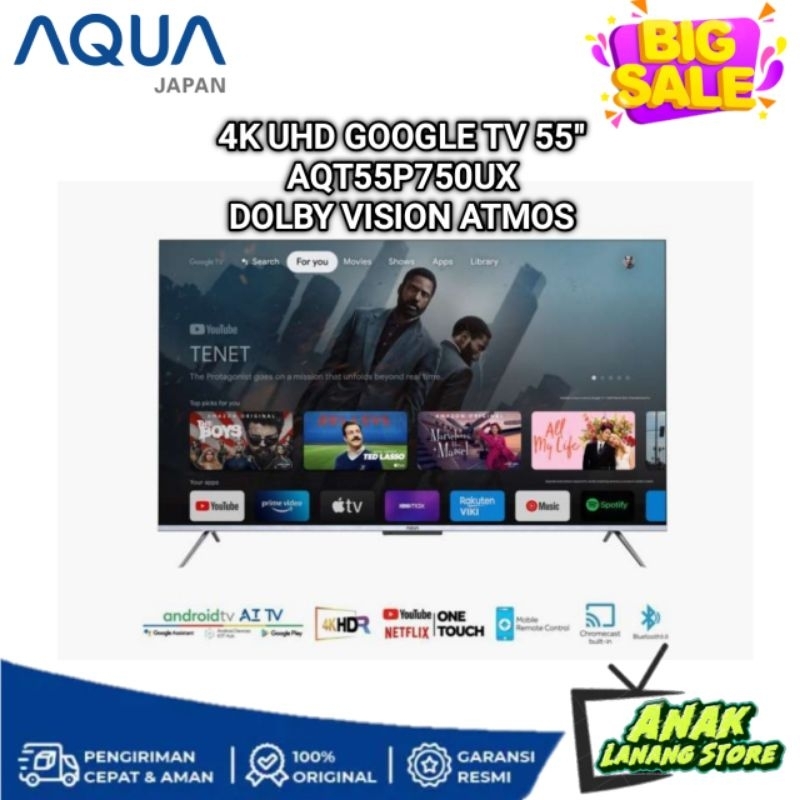 Jual AQUA JAPAN AQT55P750UX 55 INCH 4K UHD GOOGLE TV GARANSI RESMI ...