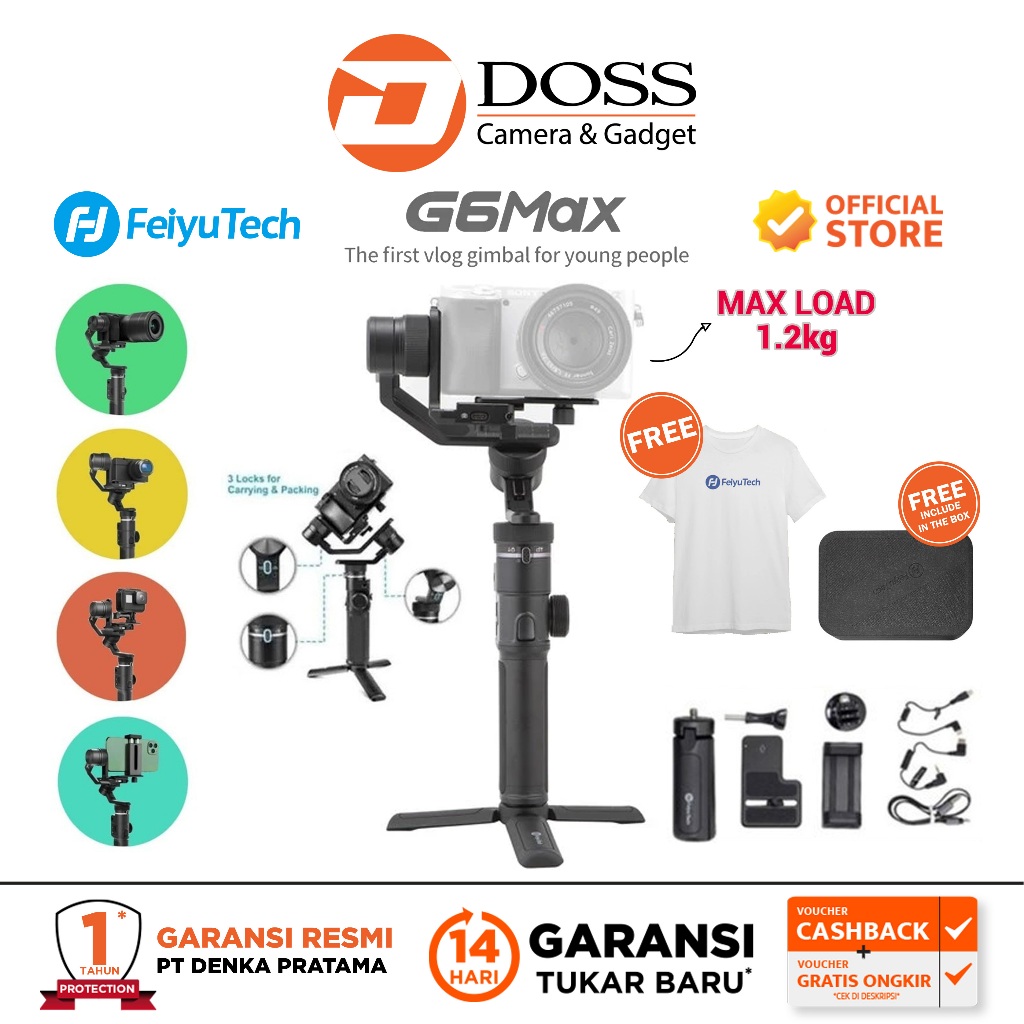 Jual Feiyu G6 Max 3-Axis Gimbal For Smartphone - Mirrorless - Action Cam / Feiyu G6Max | Shopee ...