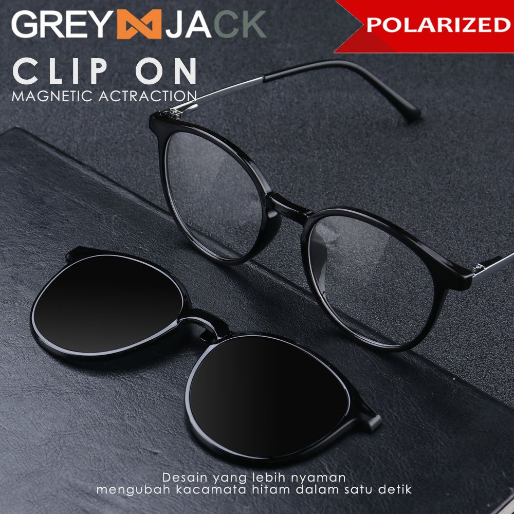 Jual Grey Jack Kacamata Clip On 2in1 Free Lens Polarized Anti Silau Uv400 Model Bulat Bahan TR ...