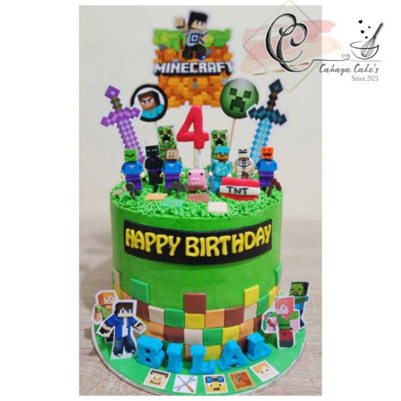 Jual Minecraft Cake / Kue Ulang Tahun Minecraft / Kue Ultah Custom ...