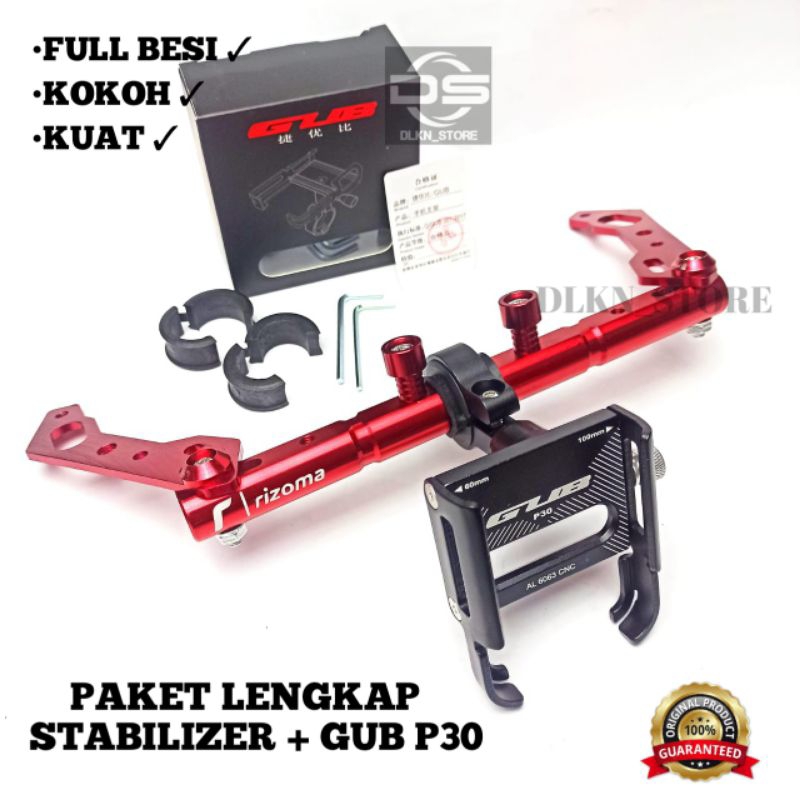 Jual Holder GUB P30 paket lengkap + stabilizer dudukan spion motor Nmax, vario, adv, DLL ...