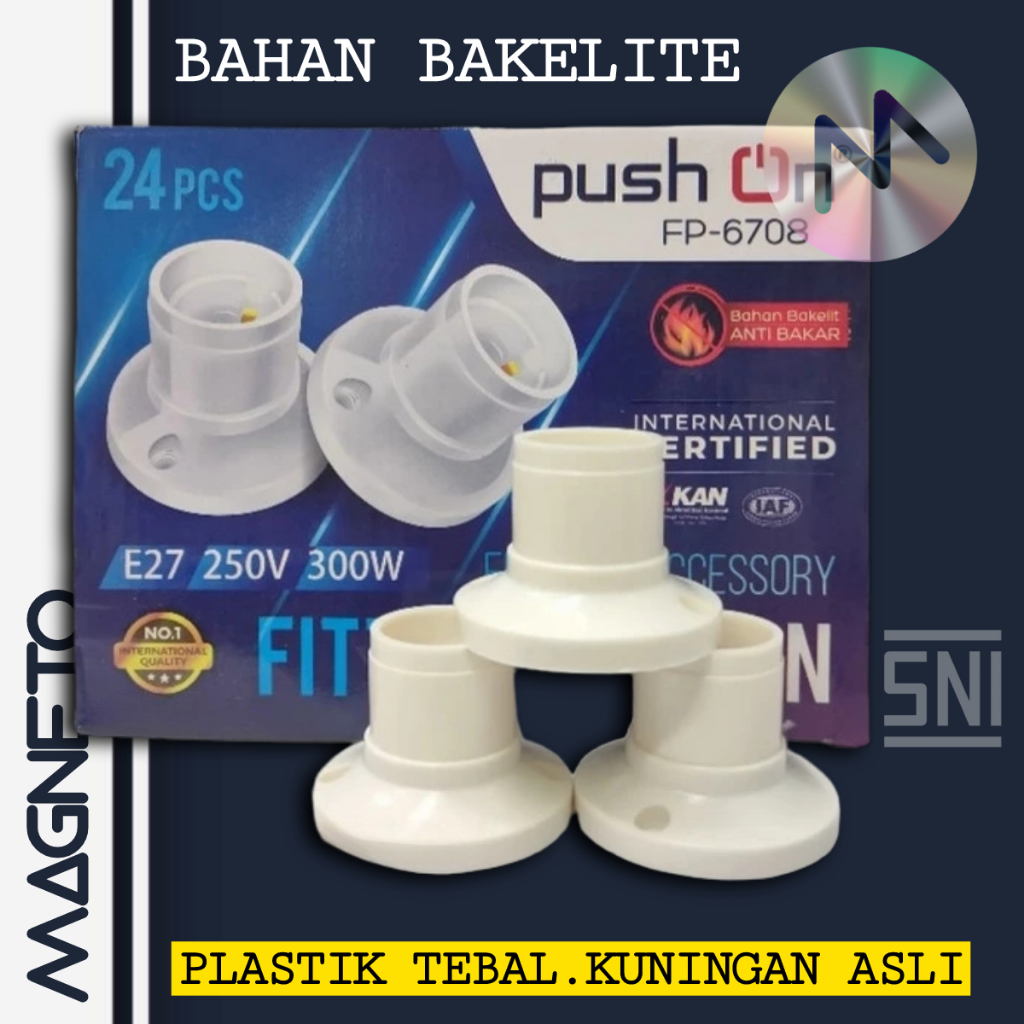 Jual PUSH ON Fiting Plafon PUTIH Bulat Bakelite Drat Kuningan Piting ...