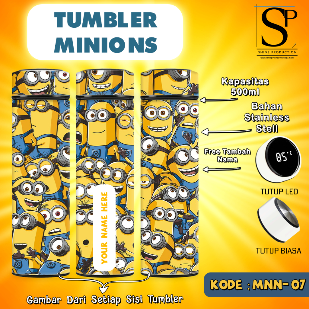 Jual Tumbler Minion Papoy Custom Nama Stainless Steel 500 ML | Shopee Indonesia