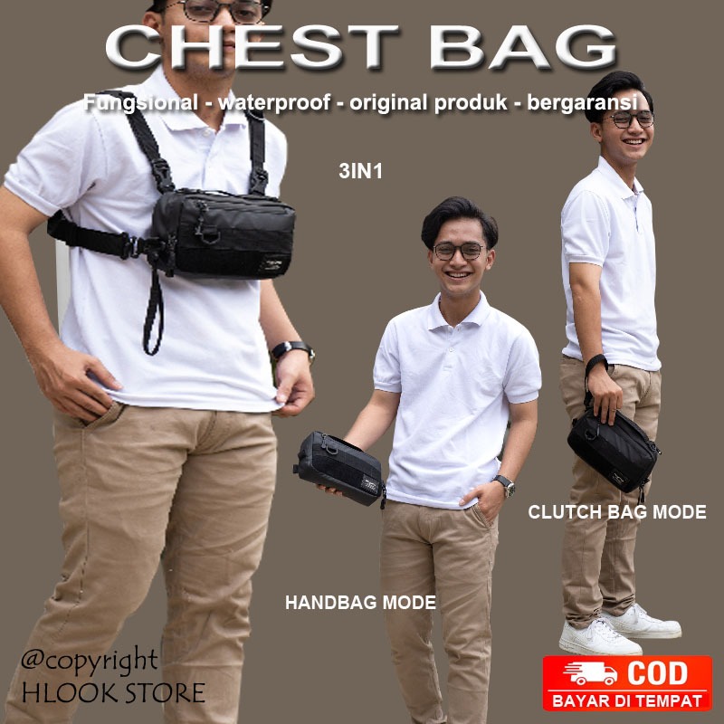 Jual Tas dada pria multifungsi tas genggam handbag pria waterproof ...