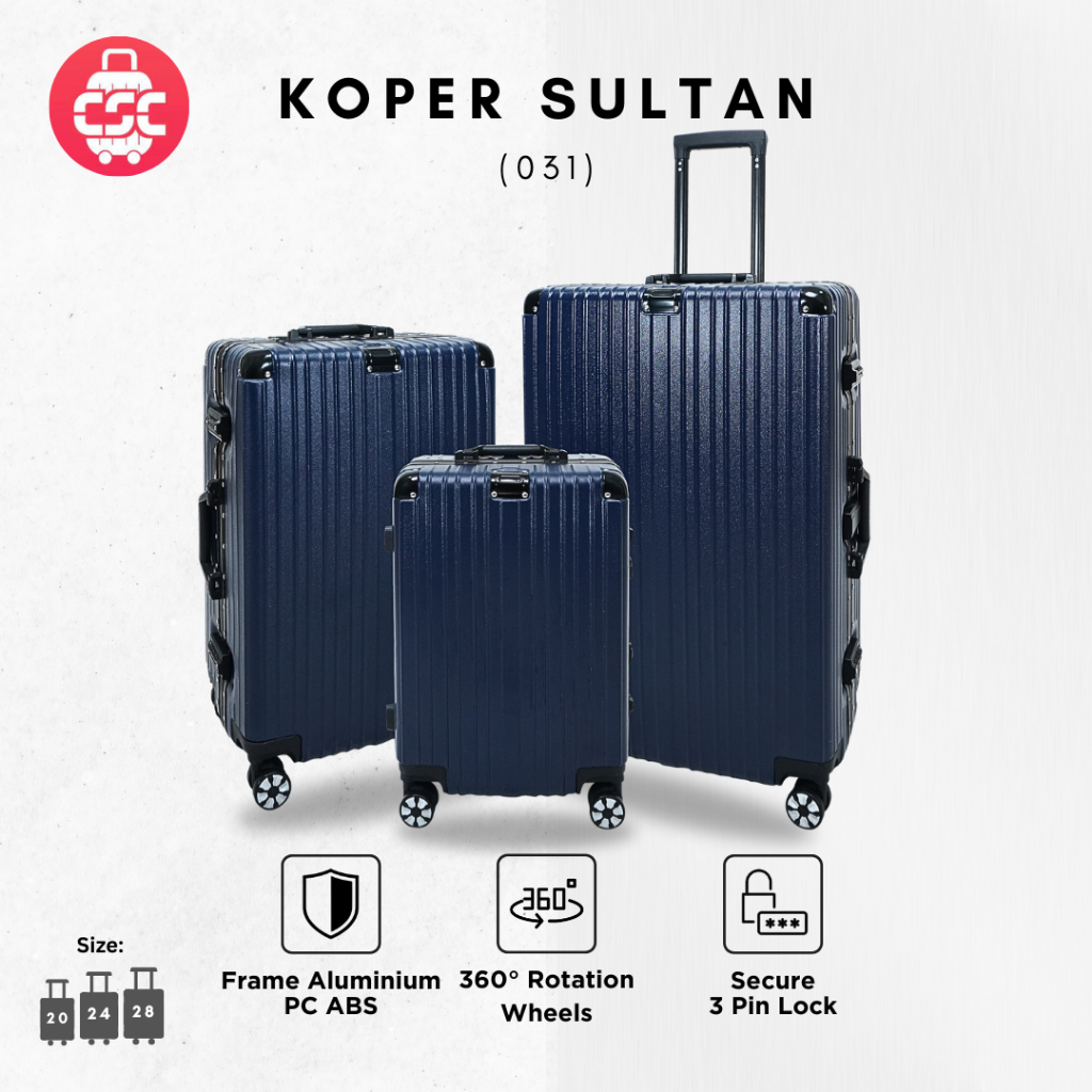 Jual (031) Koper Sultan Biru 20, 24, 28 Inch Anti Bump Roda Putar 360 ...