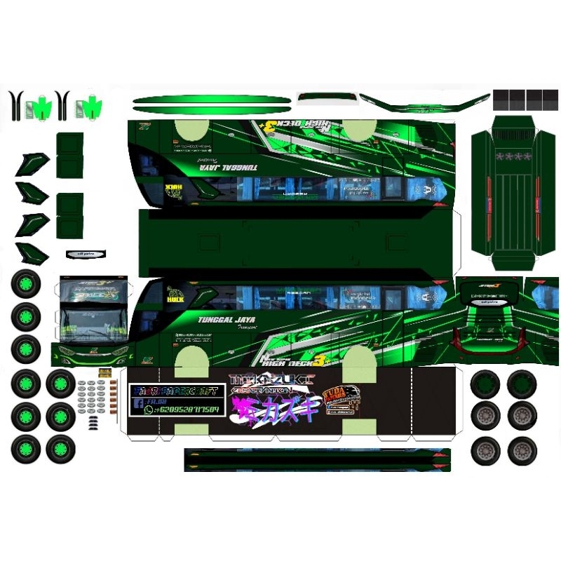 Jual lembaran papercraft bus tunggal jaya KIDS PANDA Takumi Blac pink ...