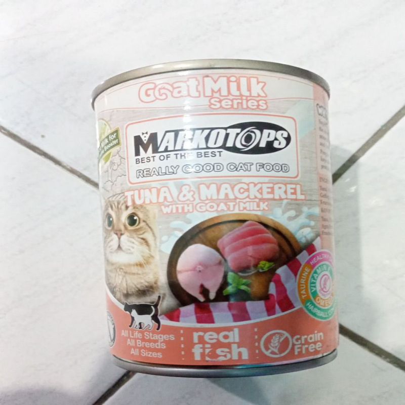 Jual MARKOTOPS TUNA MACKEREL GOAT MILK KALENG @400G | Shopee Indonesia