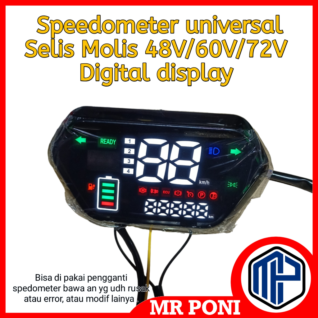 Jual Speedometer Indicator Display oval 4 sped 48V-72V Motor Listrik ...