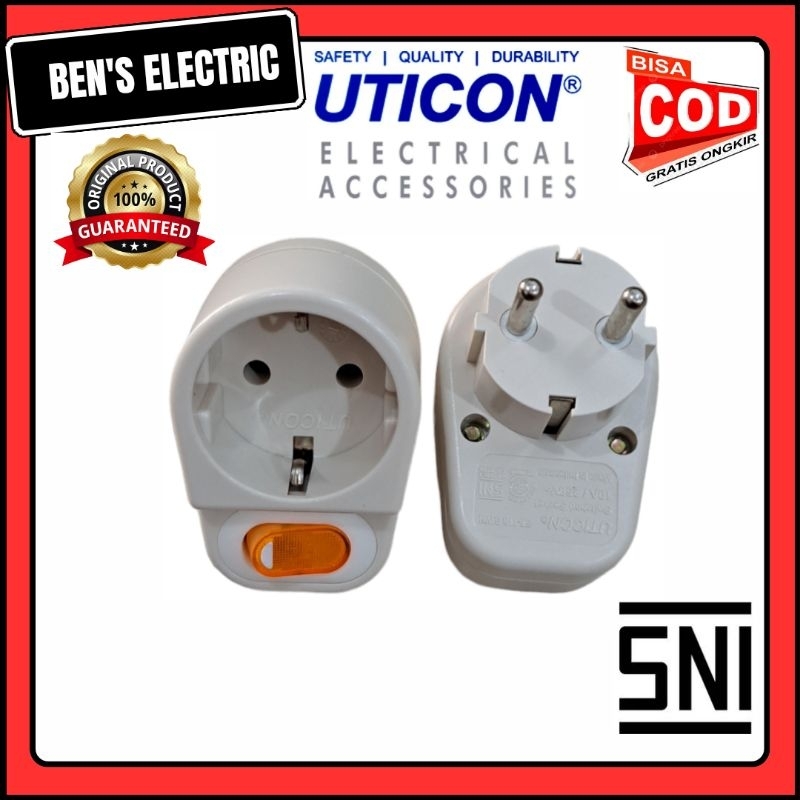 Jual Stop kontak arde steker soket + switch on off uticon 1lubang ST ...