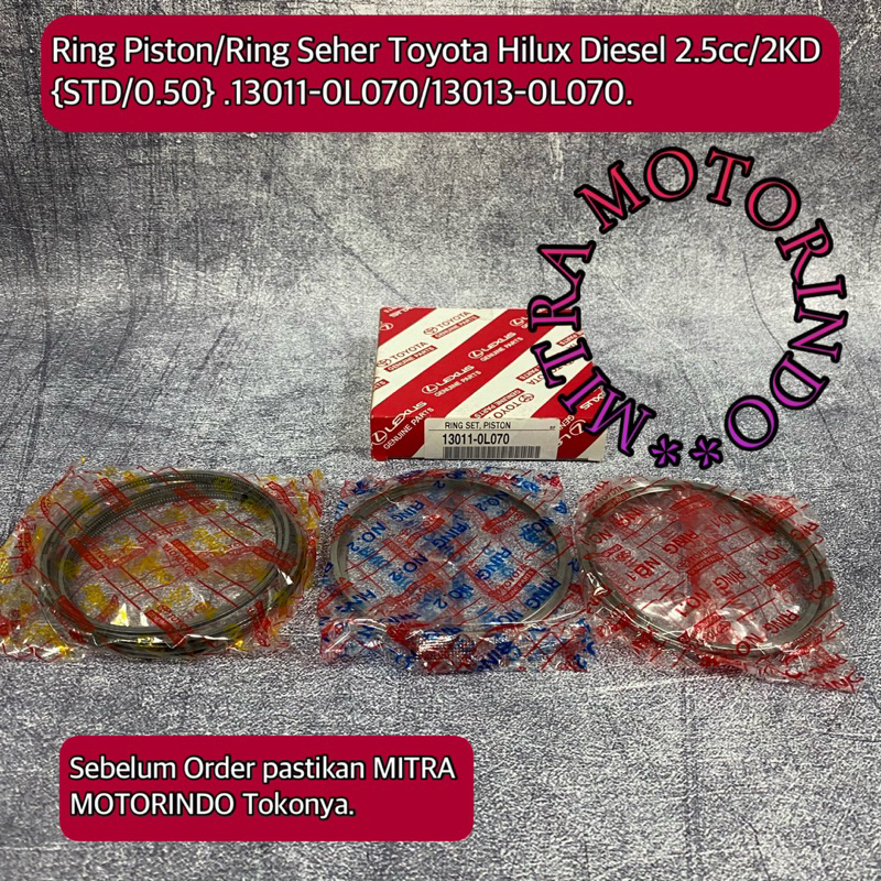 Jual Ring Piston/Ring Seher Toyota Hilux Diesel 2.5cc/2KD STD/0.50 ...