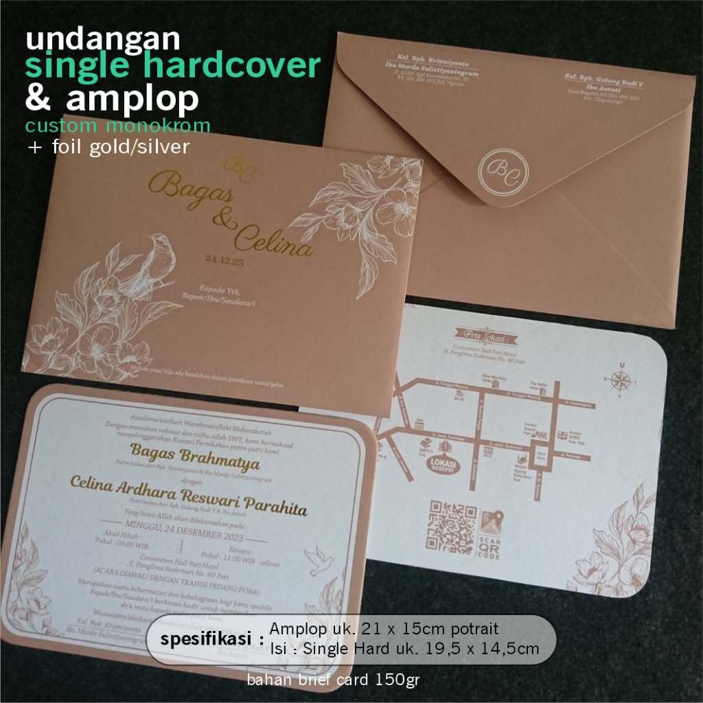 Jual Undangan Custom Single Hardcover & Amplop + Foil Gold/Silver ...