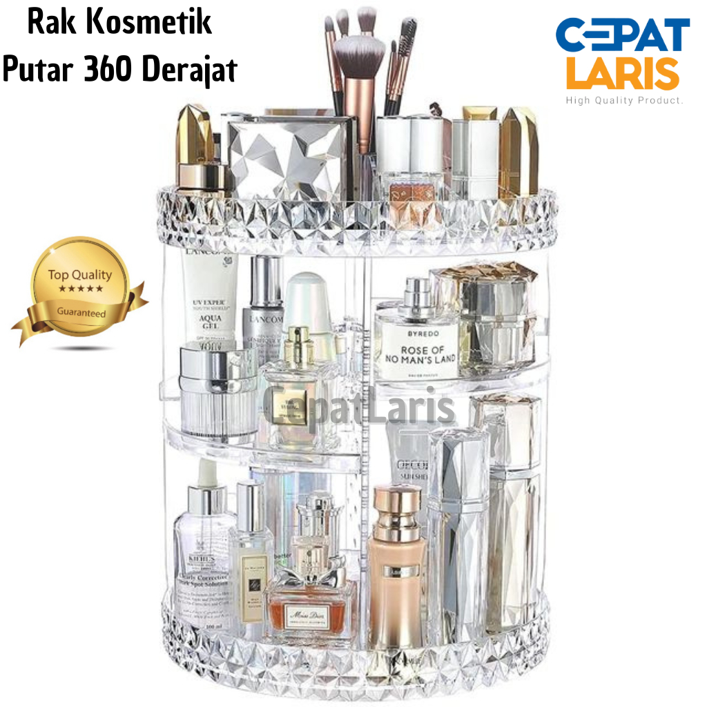 Jual CL Rak Kosmetik Acrylic Putar 360 Derajat Diamond Polos Rak Make ...