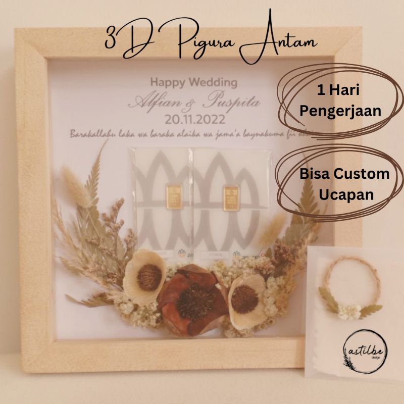 Jual Bingkai logam mulia 3D untuk Emas Bisa Request Ucapan Frame Mahar ...
