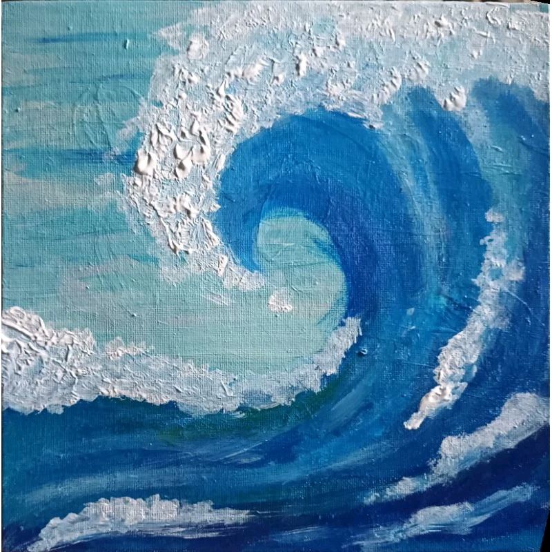 Jual Lukisan ombak laut, sea waves painting by Jesika Regina | Shopee ...