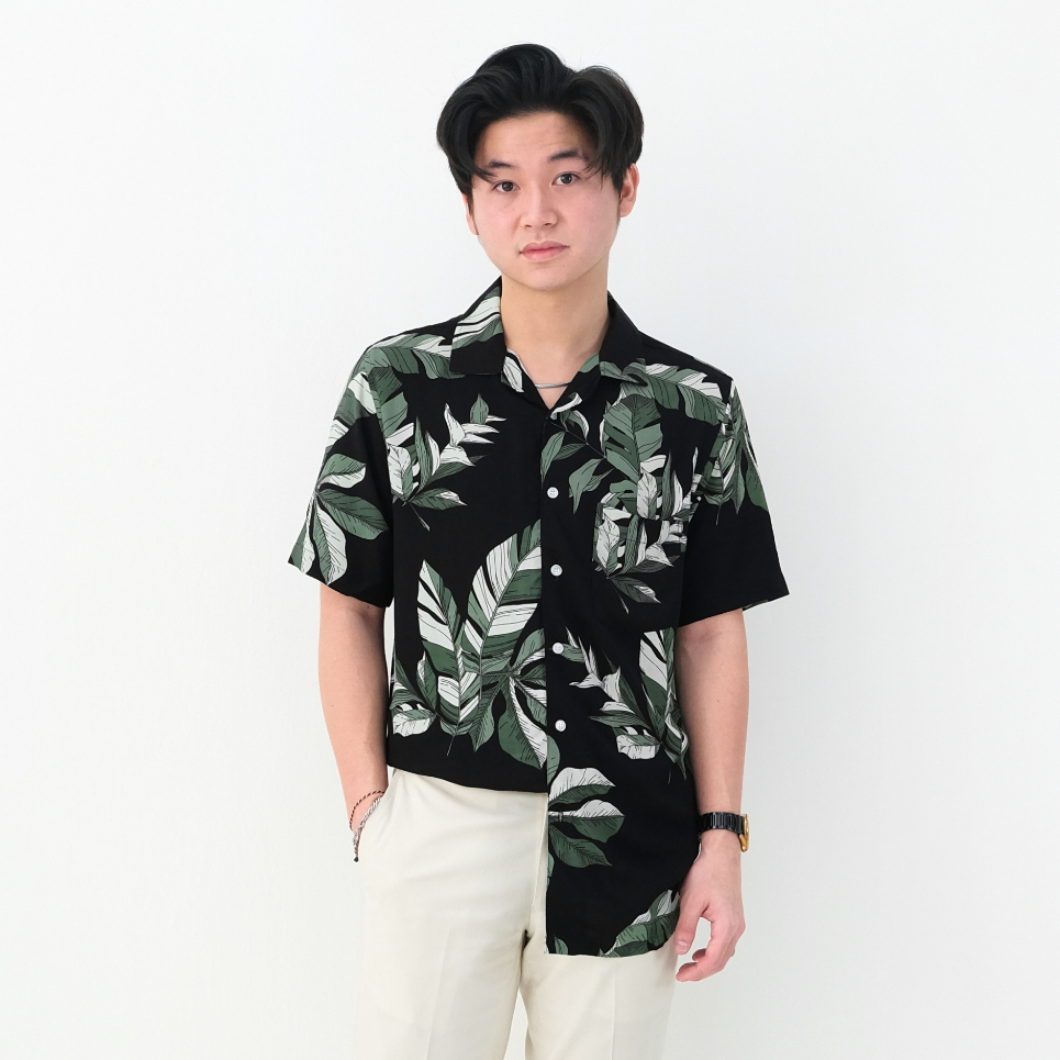 Jual SANVANINA Kemeja Pria Motif Bunga-Bunga Floral Hawaiian Slim Fit ...