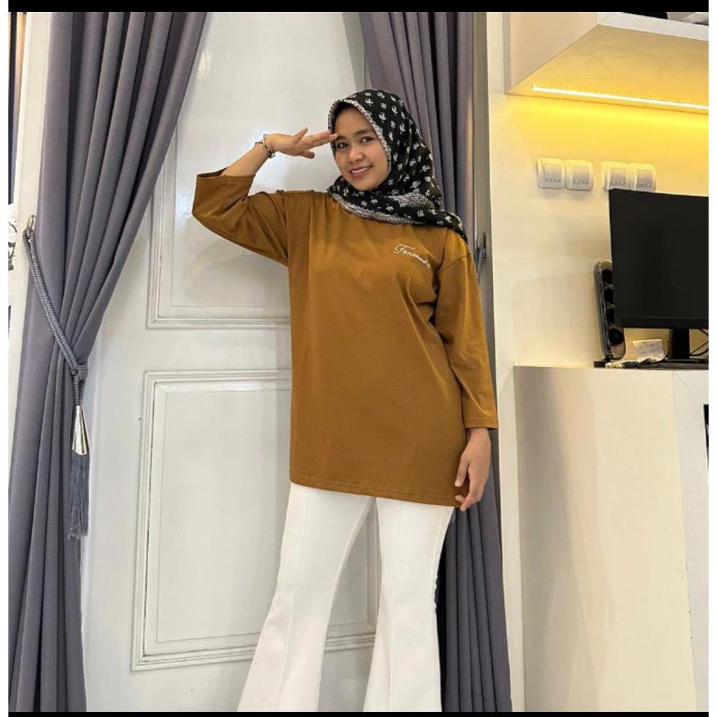 Jual Atasan Baju Kaos Oversize Wanita Muslim Top Basic Polos Premium Terbaru Kekinian Atasan ...
