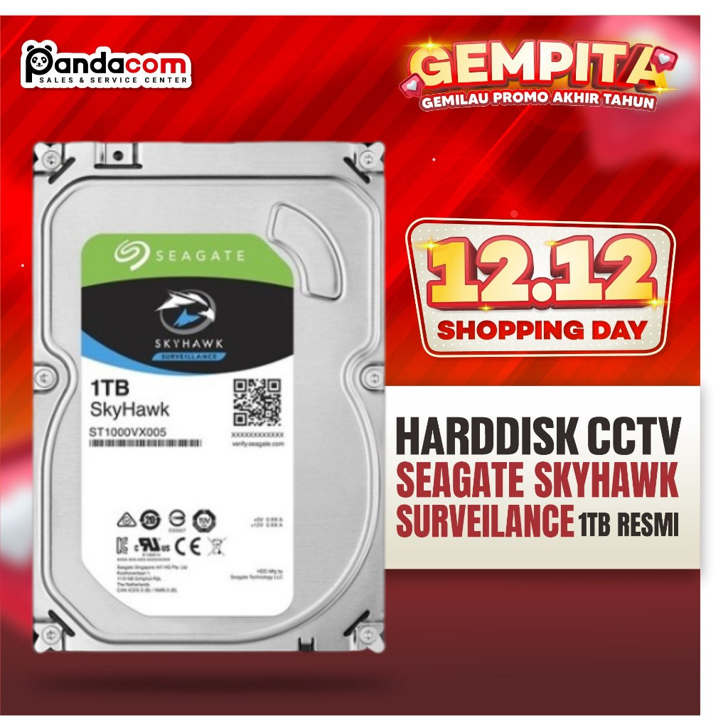 Jual HARDDISK CCTV SEAGATE SKYHAWK SURVEILANCE 1TB RESMI HARGA MURAH ...