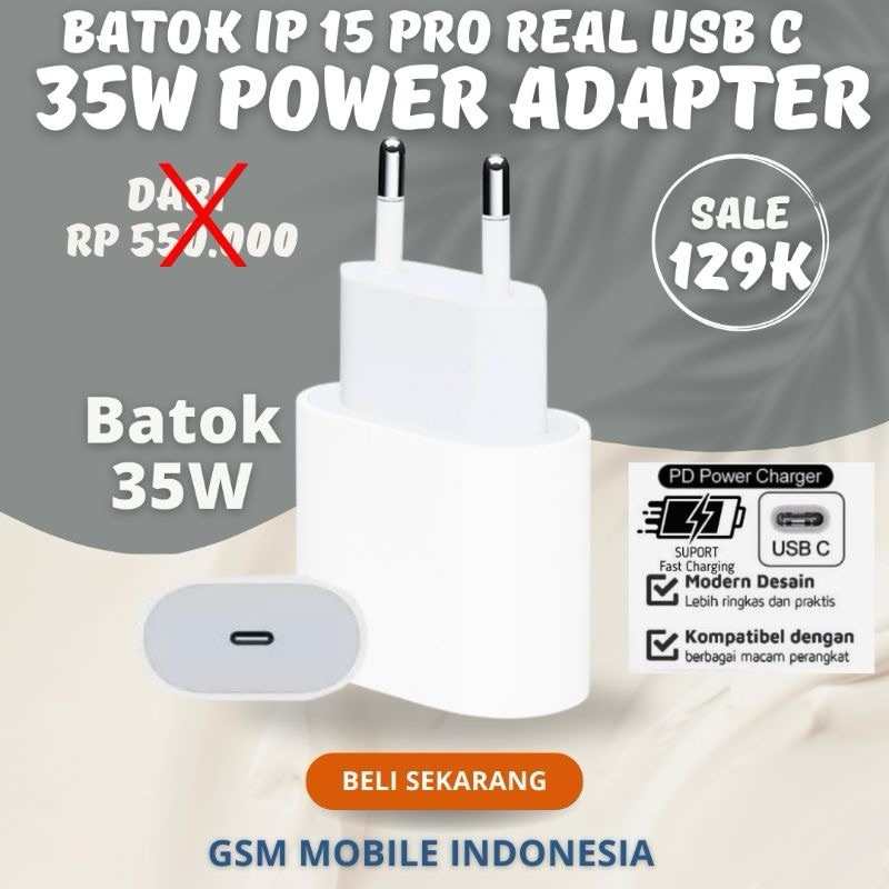Jual PROMO ORIGINAL Kabel data IP 35W dan Batok IP 15 IP 15 Pro Max 35W charger 1 set 35W C to C ...