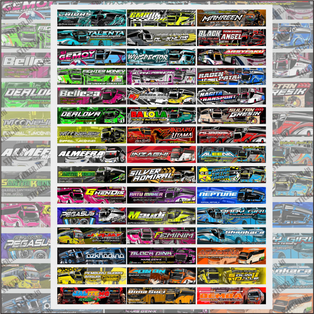 Jual STIKER BUS BASURI 45 PCS PREMIUM DESAIN 1 | Shopee Indonesia