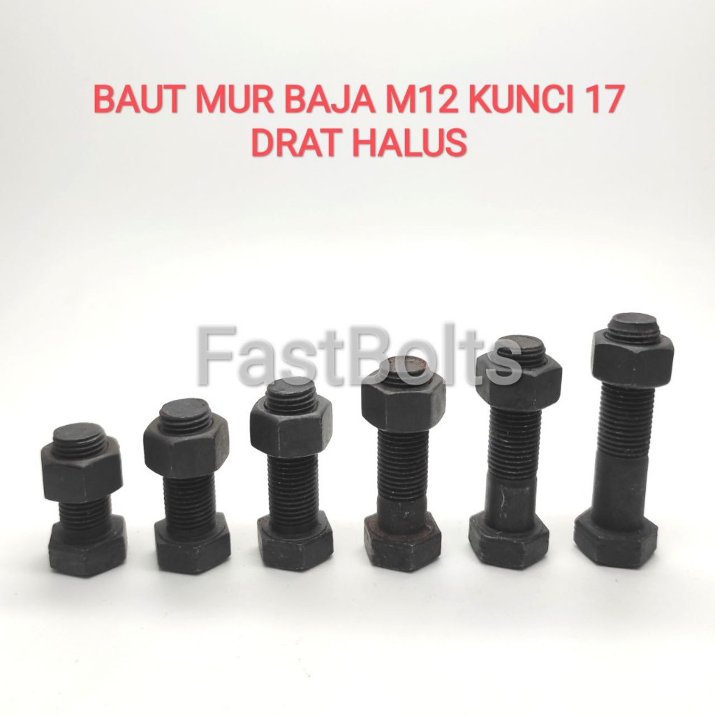 Jual BAUT DAN MUR Baja 17 M12 DRAT HALUS PANJANG 1-5CM | Shopee Indonesia