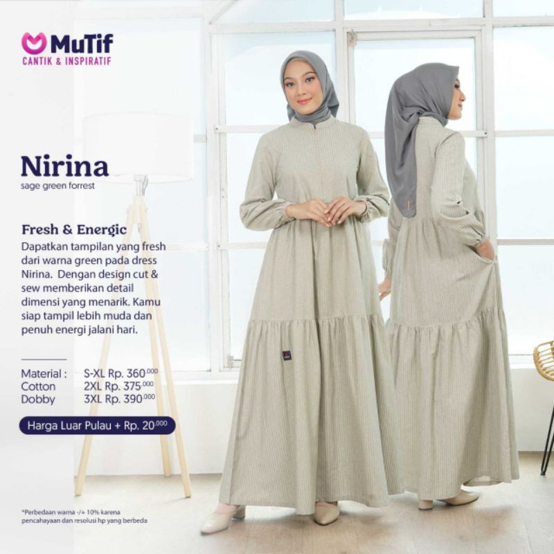 Jual (COD) BAJU GAMIS DRESS ABAYA 2024 New Arrival Nirina Sage Green ...