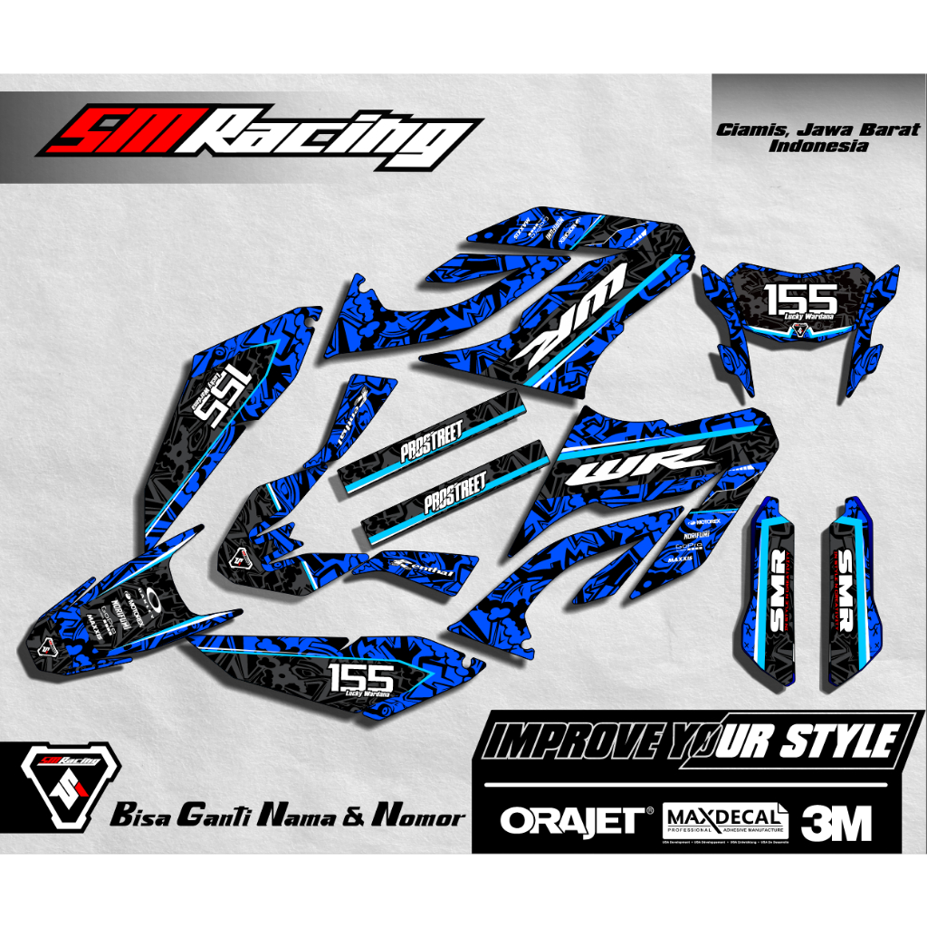 Jual Decal Stiker WR 155 R Full Body Warna Biru Hitam | Shopee Indonesia