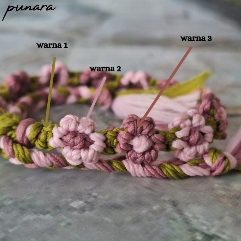 Jual PUNARA - Sincere - Macrame Friendship Bracelet Flower 6 Petals Two ...