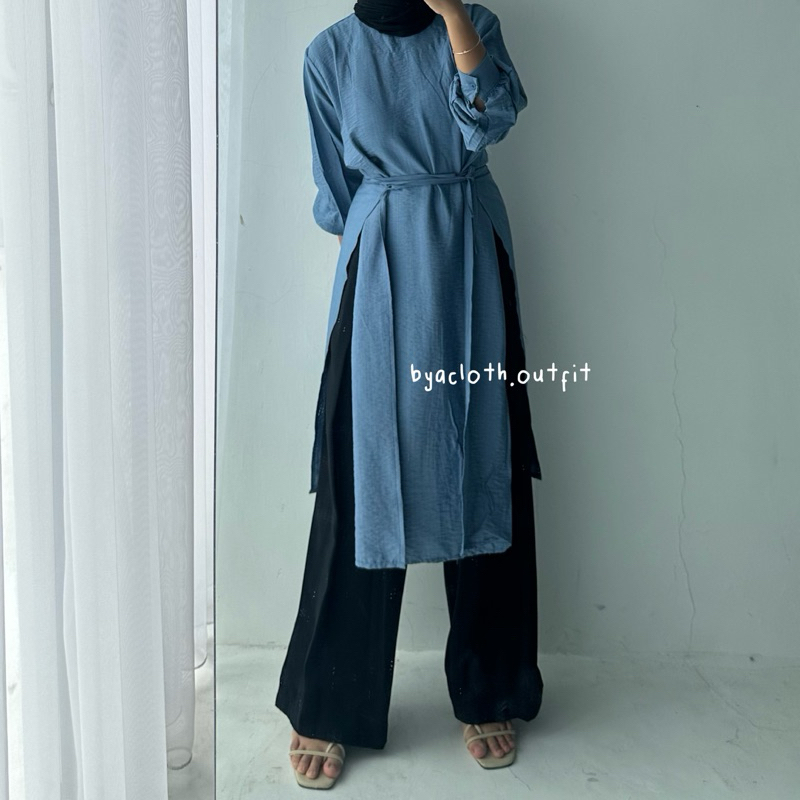 Jual Xavira Tunik Kemeja Oversize Linen Wanita Polo Shirt - Atasan ...