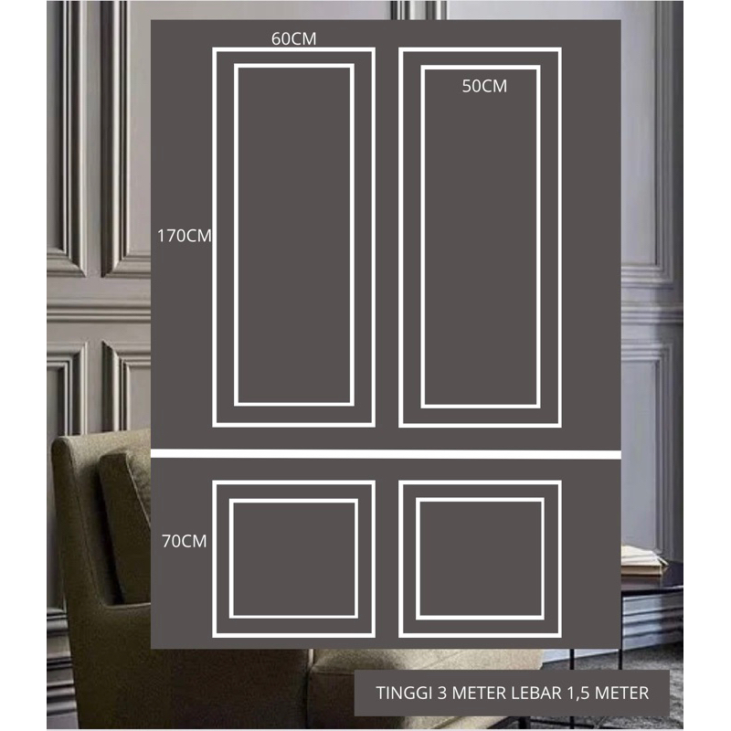 Jual Paket Set Wallmoulding Double List Ukuran Dinding Tinggi 3M Lebar ...