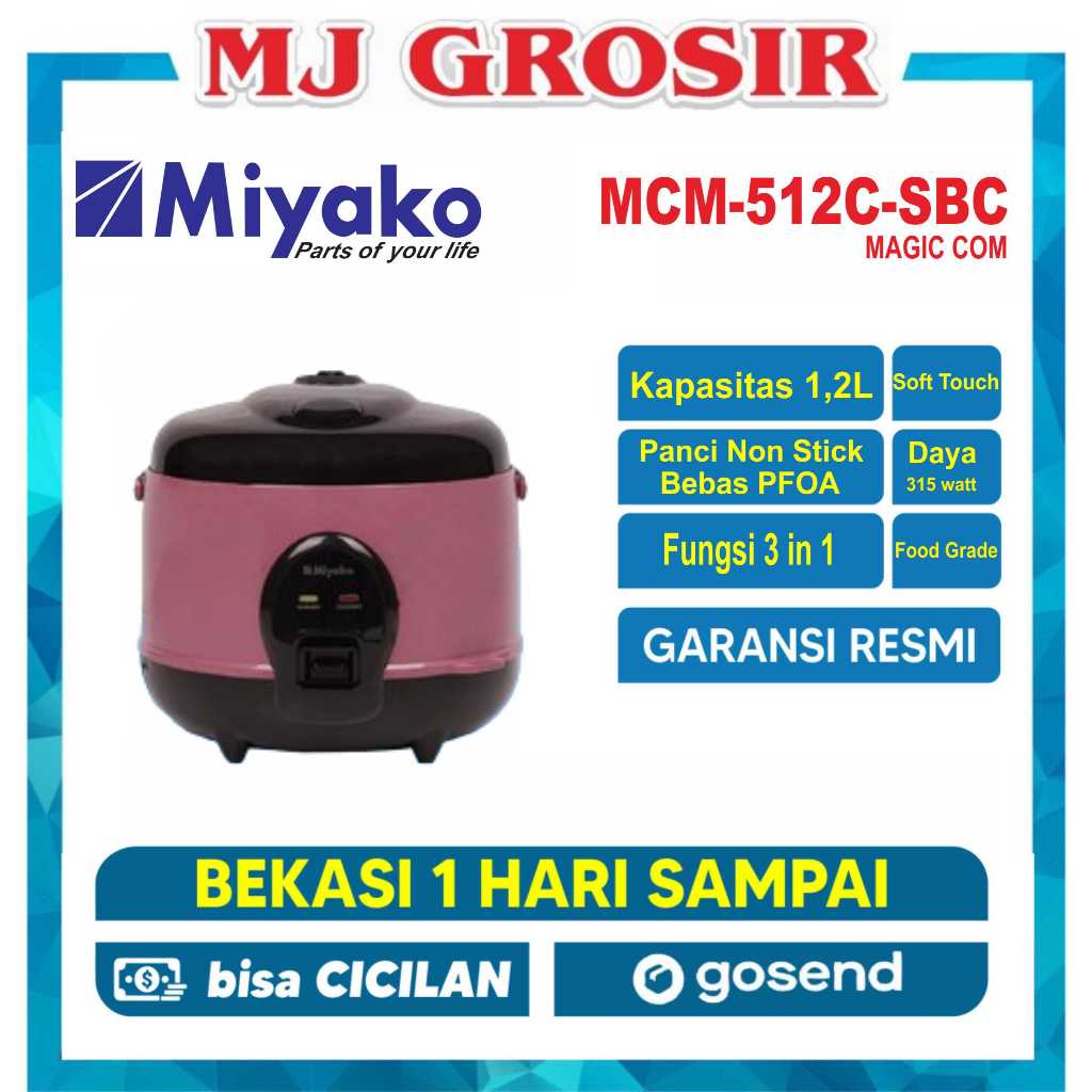 Jual MAGIC COM MIYAKO MCM 512 SBC TEFLON 1.2 LITER RICE COOKER | Shopee ...