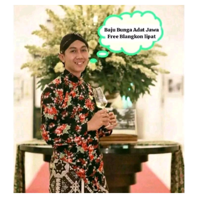 Jual COD!! BAJU SURJAN KEMBANG//BAJU ADAT JAWA MOTIF BUNGA+BLANGKON ...
