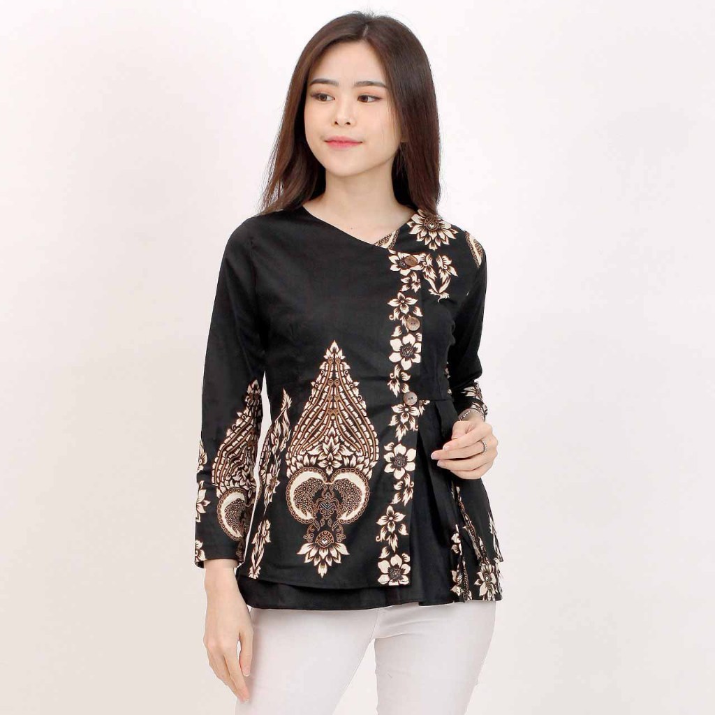 Jual Batik Wanita - Atasan Batik 185 Tangan Panjang Size ML dan XL Mrs1 ...