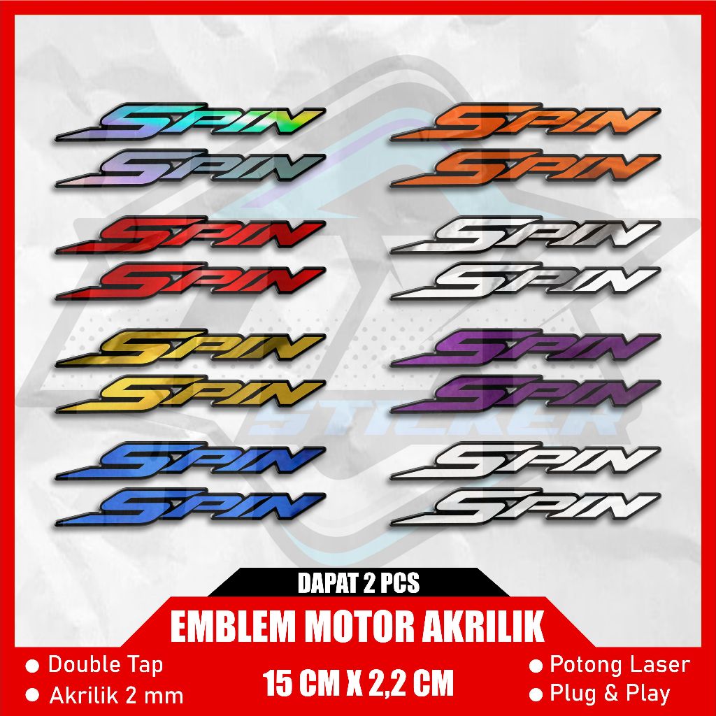 Jual Emblem Motor SPIN / Emblem SPIN Timbul / Emblem Akrilik 2mm ...