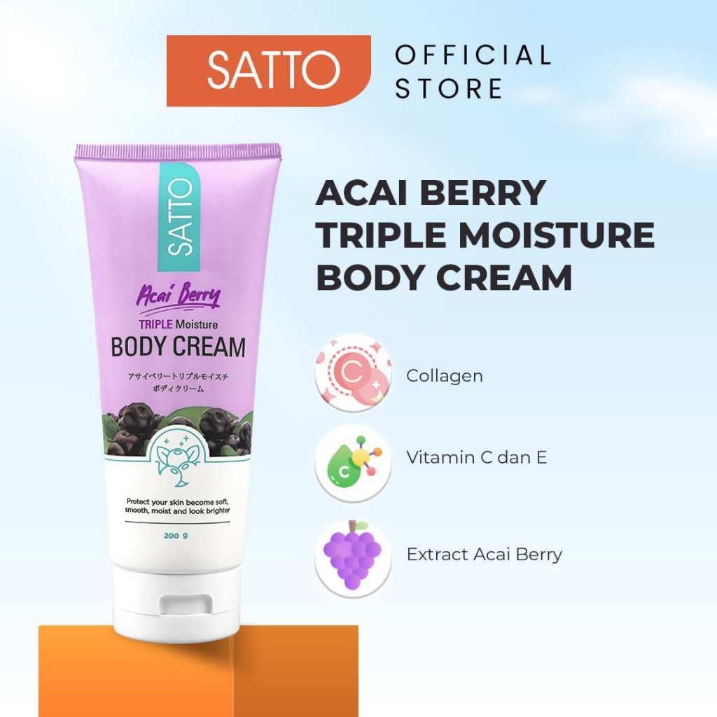 Jual Satto Body Cream Acai Berry Triple Moisture 200G – Wangi Buah ...