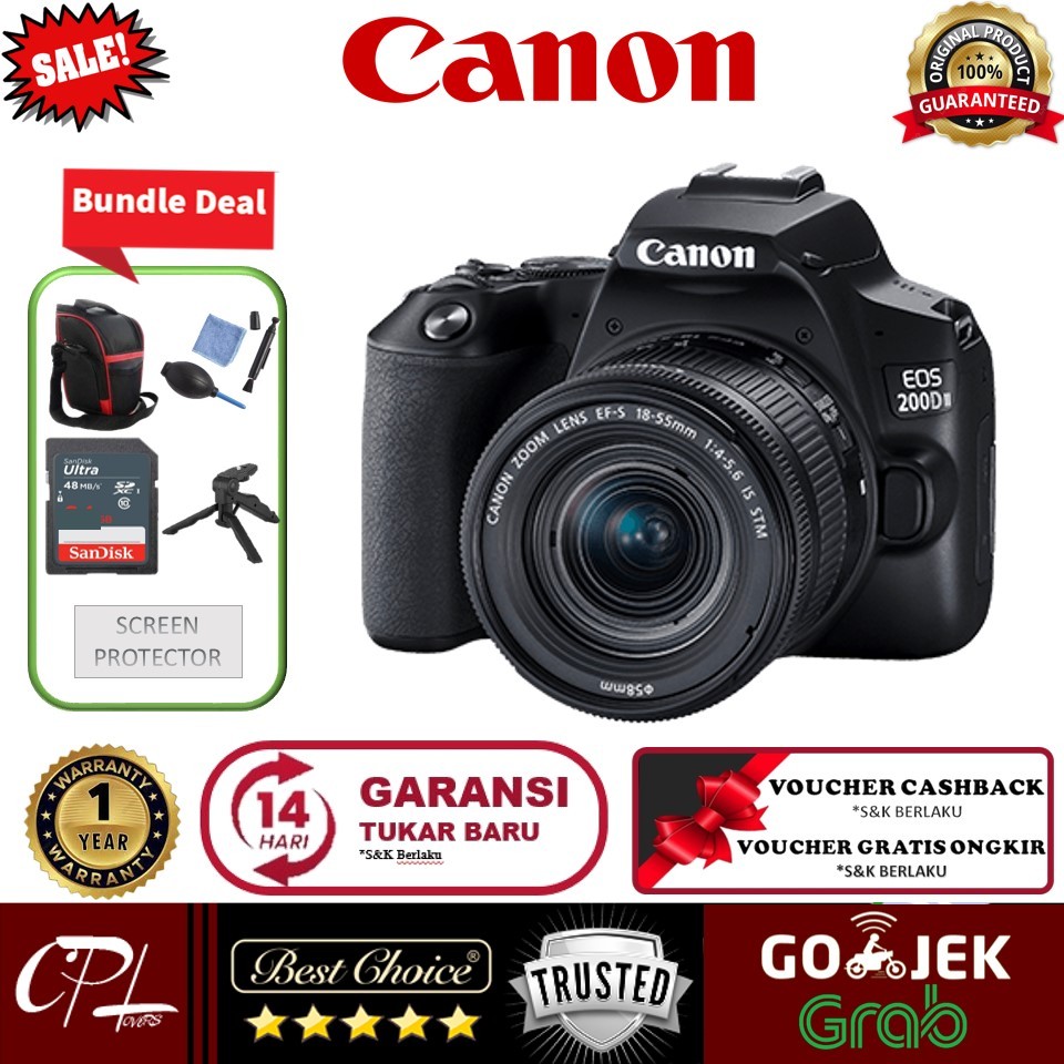 Jual Canon EOS 200D II Kit 18-55mm IS STM Dslr Kamera | Shopee Indonesia