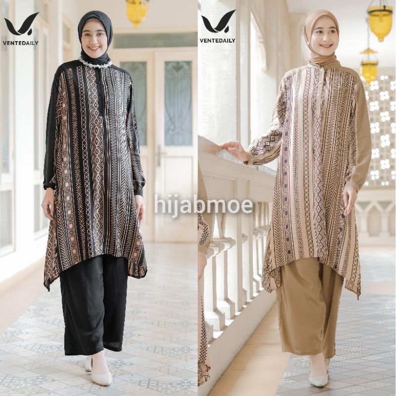 Jual Vente Daily Aileen Oneset Setelan Muslim Wanita One Set Kekinian Rayon Motif Outfit ...