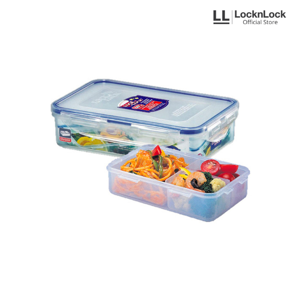 Jual LocknLock Classic Rectangular Short with Divider 800ml - HPL816C | Shopee Indonesia