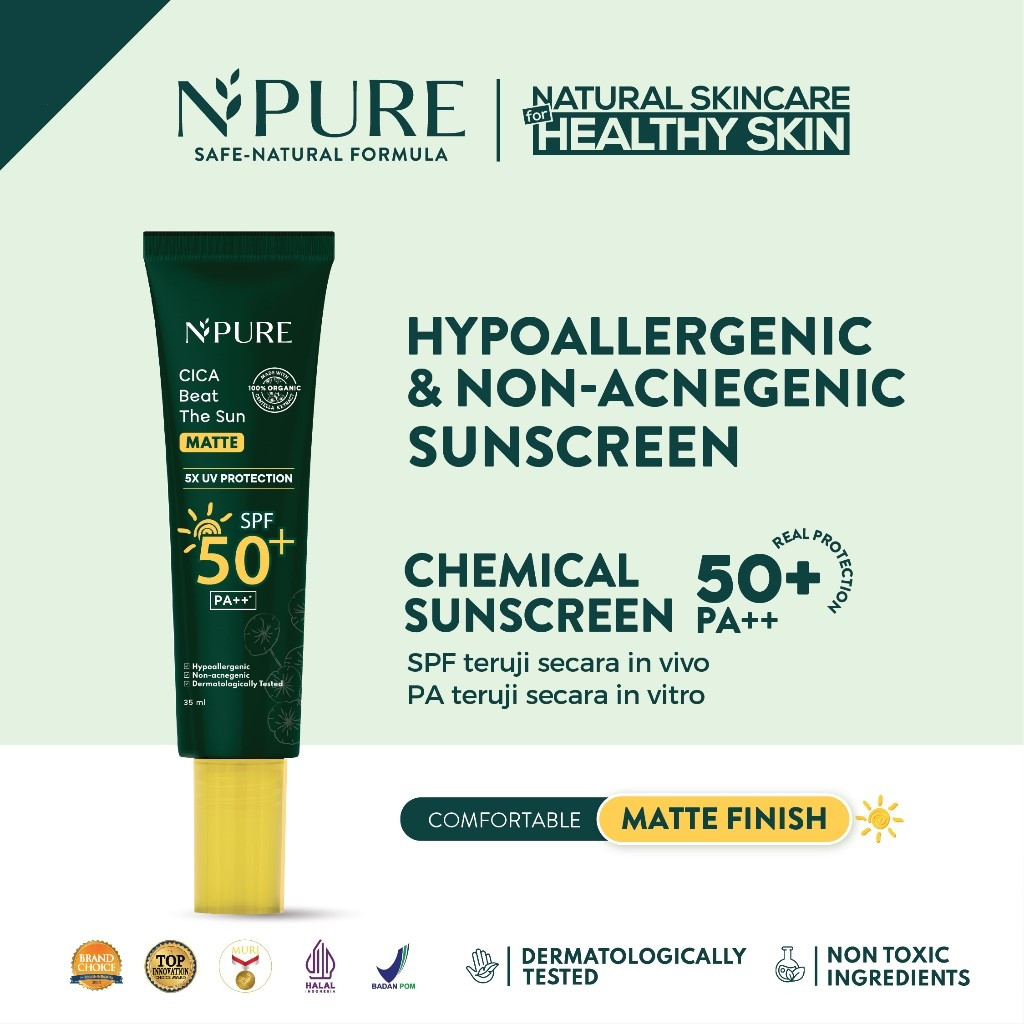 Jual LIVI - Npure Cica Beat The Sun Sunscreen MATTE SPF 50+PA++ ...