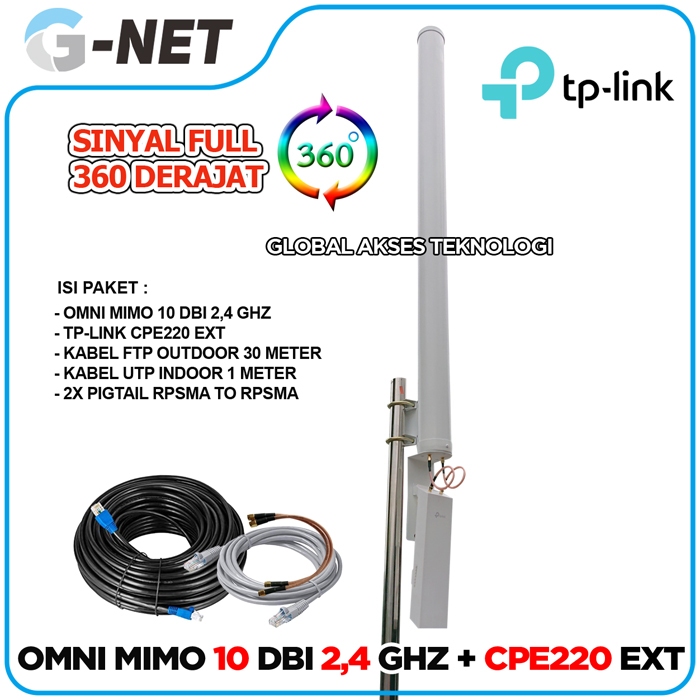 Jual Paket antena outdoor Omni Mimo 10 dBi 2,4 Ghz 360 derajat & TP LINK CPE220 EXT 30 dbm 300 ...