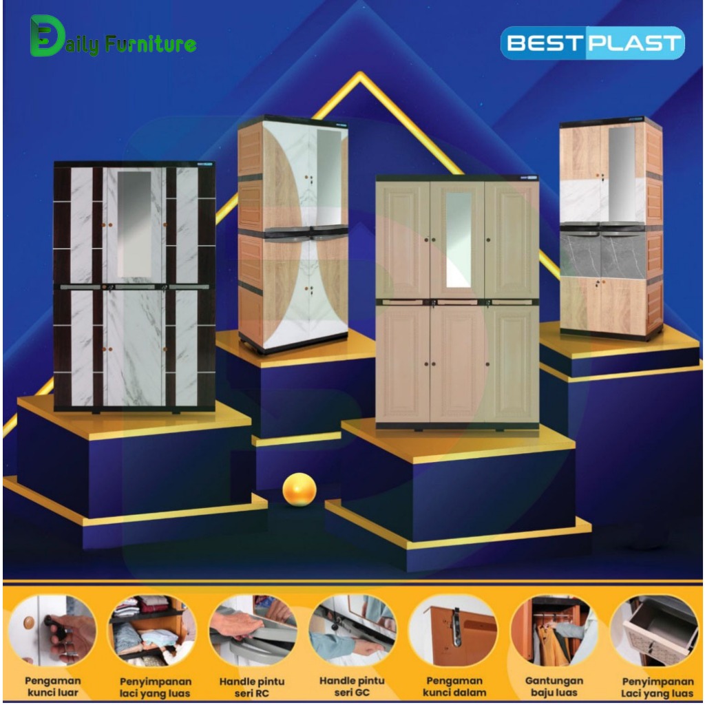 Jual Lemari Plastik Pakaian Serbaguna 2 Pintu 3 Pintu Kaca Full Rak 4 ...