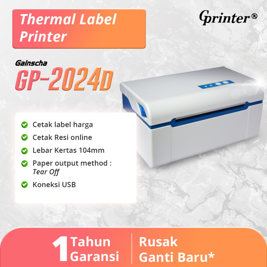 Jual PRINTER STRUK THERMAL / PRINT LABEL RESI GPRINTER GP-2024D USB ...