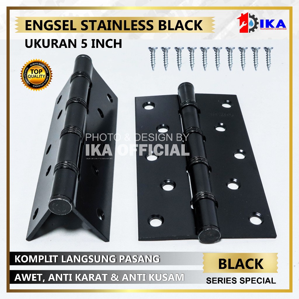 Jual Engsel Pintu Rumah Hitam Doff 5 Inci Door Hinges Black Doff ...