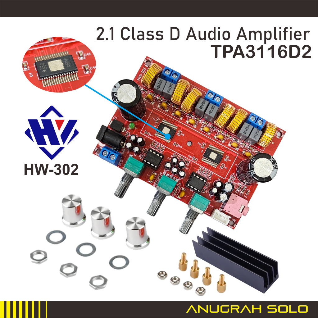 Jual 2.1 Power Audio Amplifier Class D TPA3116D2 2x50W+100W 12-24V HW ...