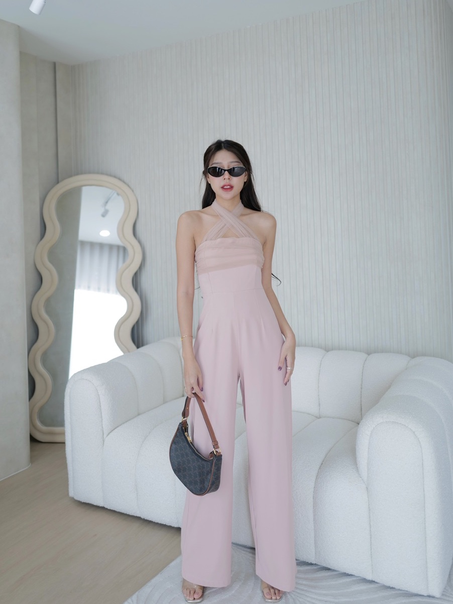 Jual Lanny Jumpsuit (Korean Cross Sheer Long Jumpsuit Import Bangkok ...