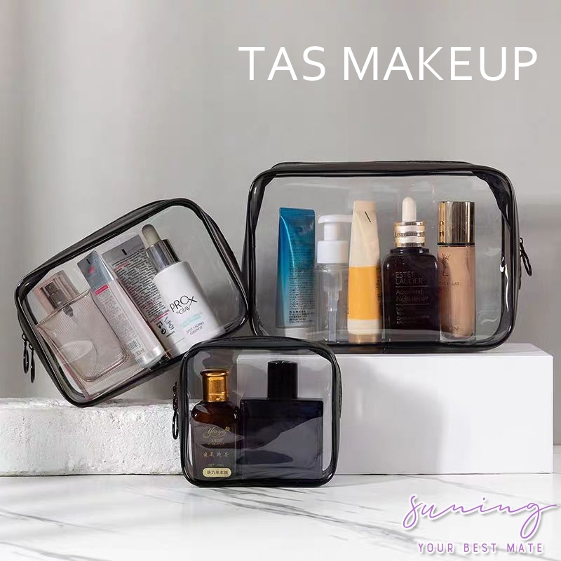 Jual Tas Pouch Kosmetik Polos Transparan Anti Air Tempat Make Up Pouch ...