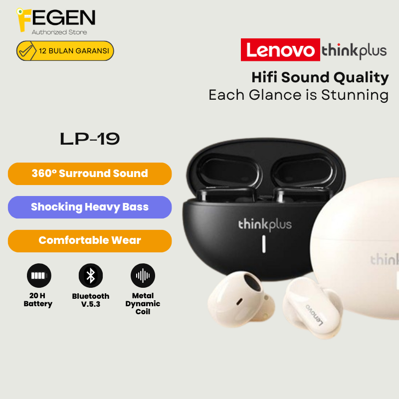 Jual Thinkplus Lenovo LP19 Headset Earphone Earbuds TWS Bluetooth True ...