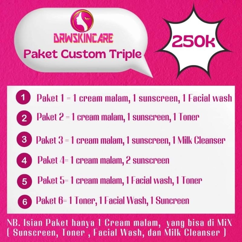 Jual PAKET CUSTOM RADIANT (ISI 3 ITEM)DRW SKINCARE ORIGINAL 100% ...