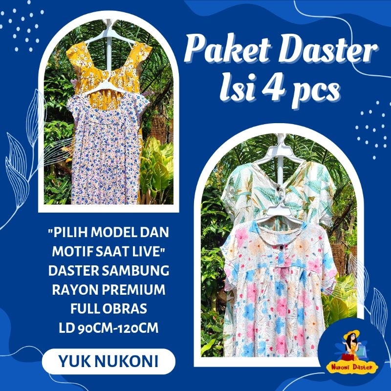 Jual Paket Daster Sambung Obras Isi 4pcs (Pilih Model & Motif Saat Live ...