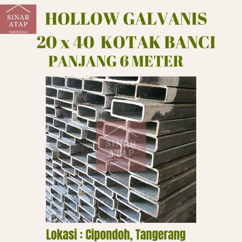 Jual Besi Hollow Galvanis 20 x 40 kotak banci (16x36) tebal 1,7 mm ...
